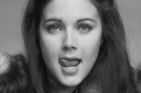 Lisa Rountree Bareham in calze di nylon: eleganza retrò